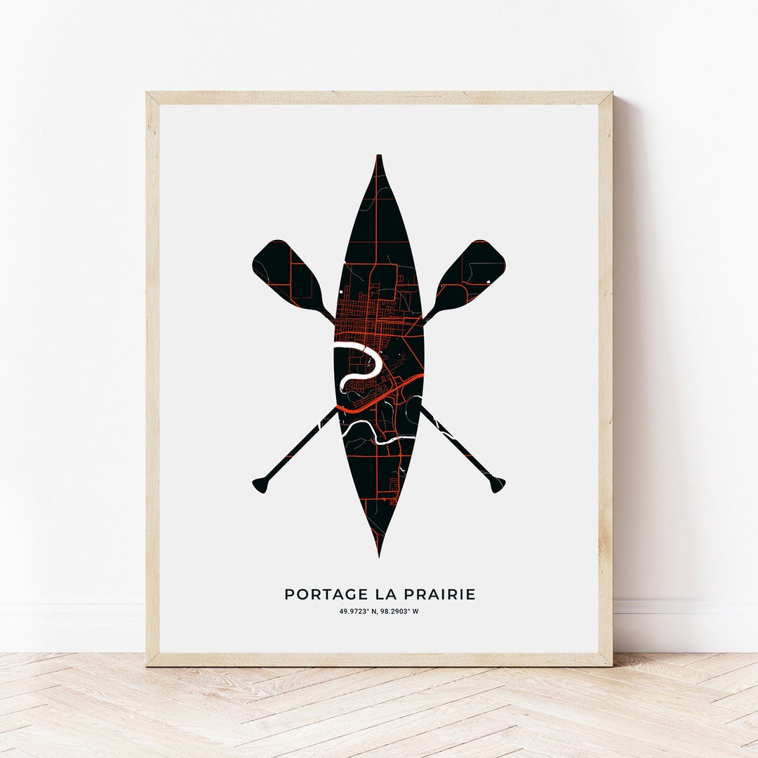 Portage La Prairie Canoe Print | Map of Portage La Prairie Manitoba ...
