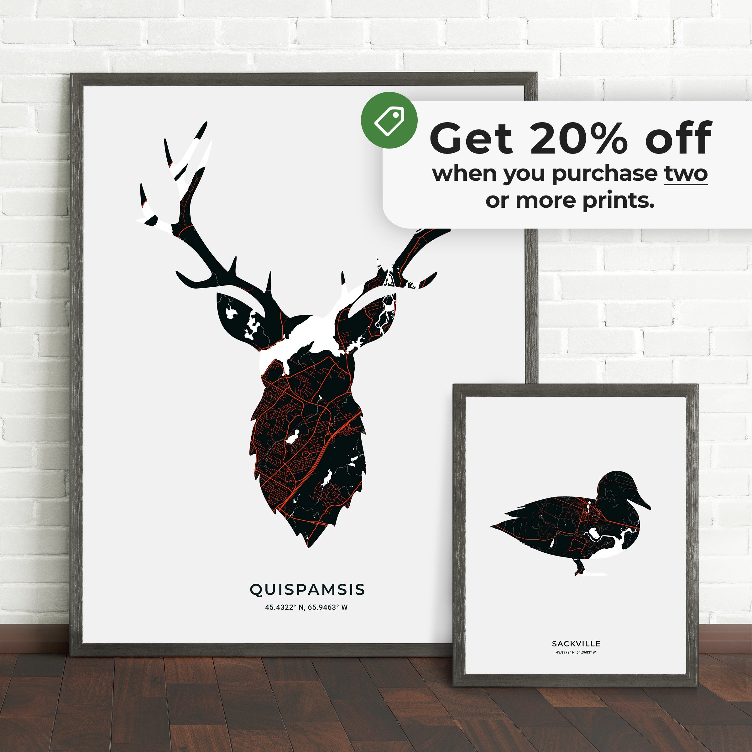 Quispamsis Stag Print Map of Quispamsis New Brunswick - Etsy Canada