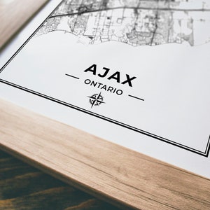 Ajax Map Print | Map of Ajax Ontario | Black & White | Digital Download ...