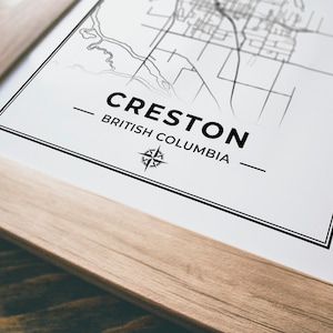 Creston Map Print | Map of Creston British Columbia | Black & White ...