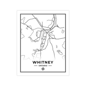 Whitney Map Print | Map of Whitney Ontario | Black & White | Digital ...