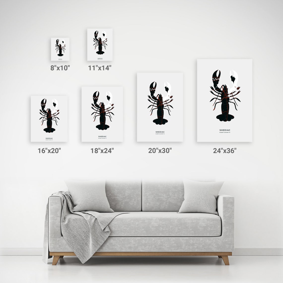 Shediac Lobster Print Map of Shediac New Brunswick - Etsy