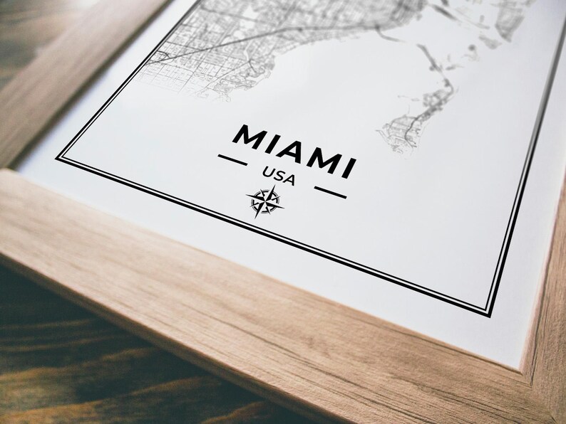 Miami Map Print | Map of Miami Florida | Digital Download - Etsy