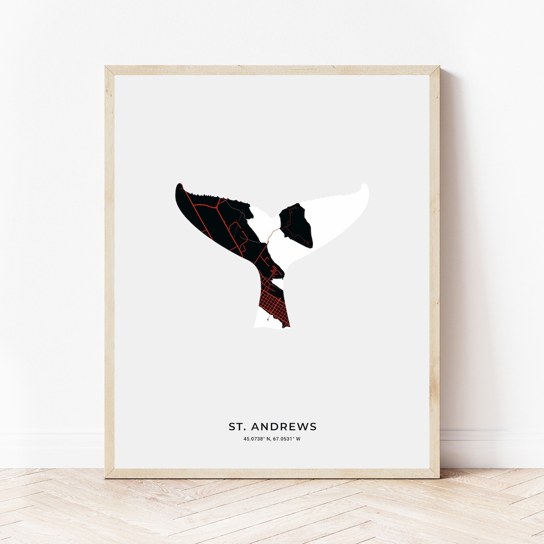 Saint Andrews Whale Tail Print | Map of Saint Andrews New Brunswick ...