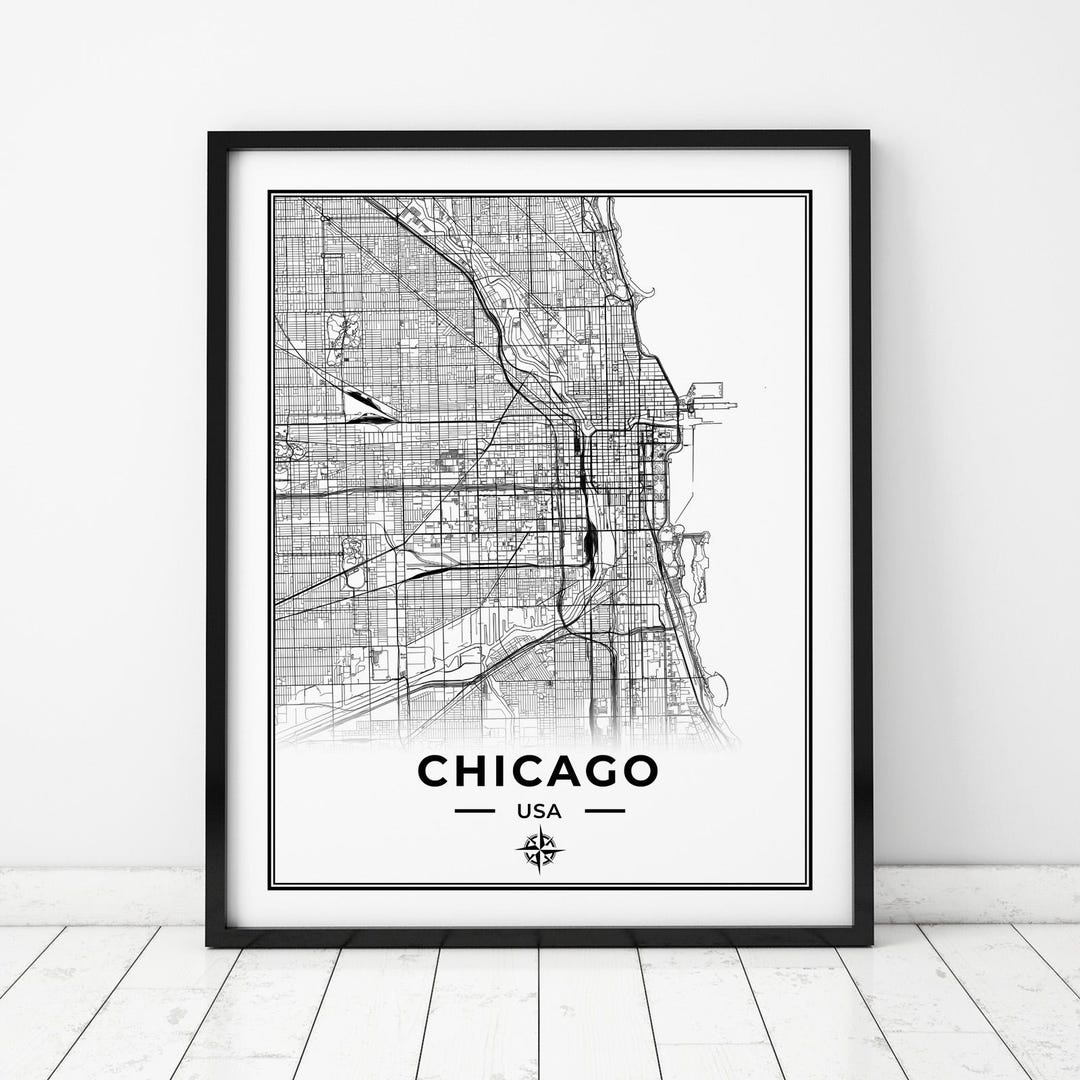 Chicago Map Print | Map of Chicago Illinois | Digital Download - Etsy
