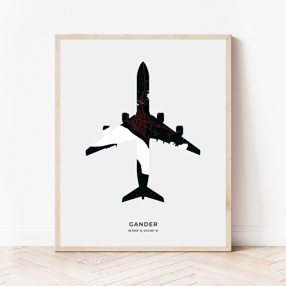 Gander Plane Print | Map of Gander Newfoundland and Labrador | Digital ...