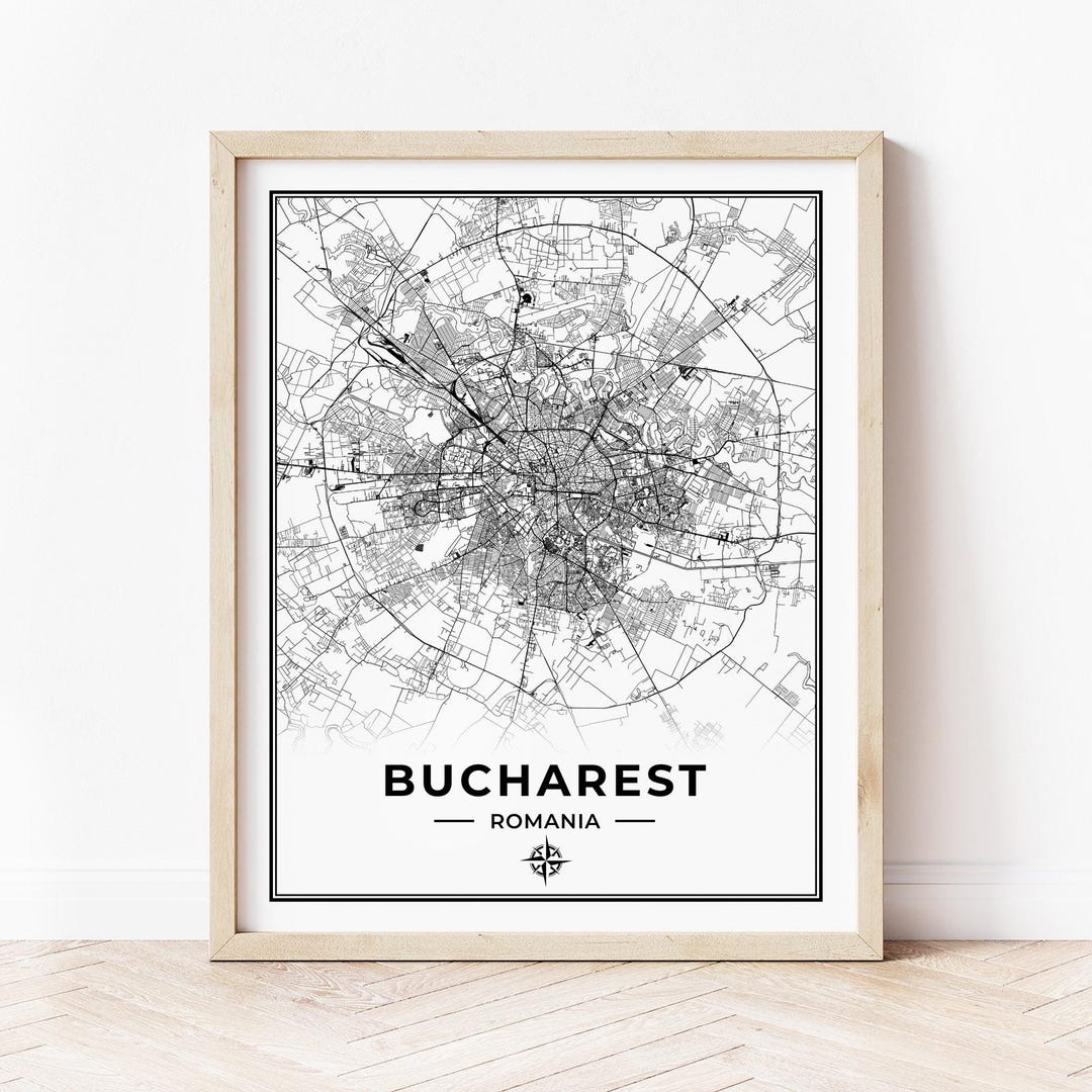 Bucharest Map Print | Map of Bucharest Romania | Digital Download - Etsy