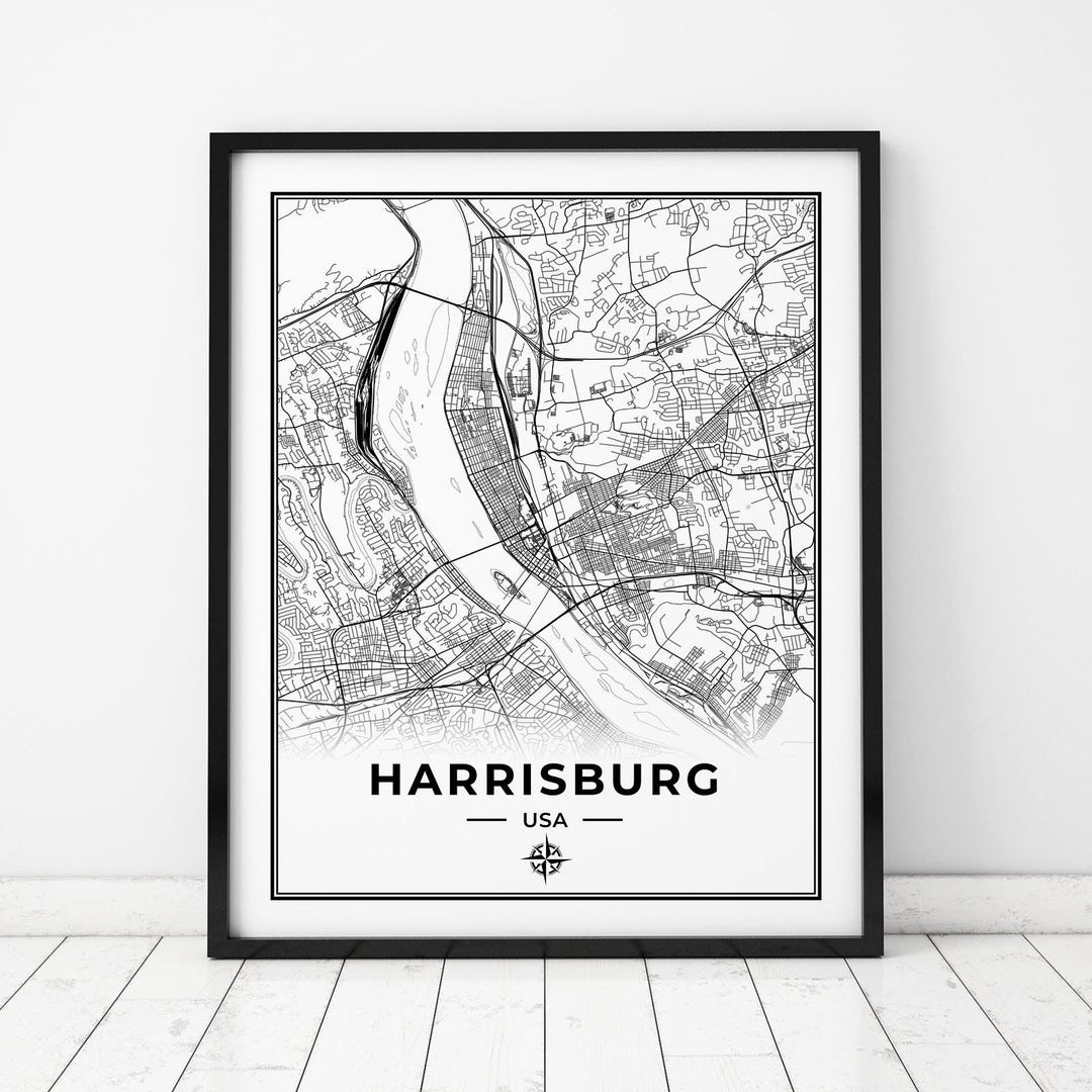 Harrisburg Map Print | Map of Harrisburg Pennsylvania | Digital ...