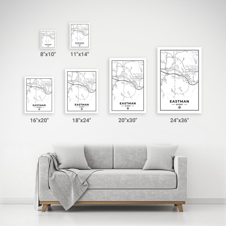 Eastman Map Print | Map of Eastman Québec | Black & White | Digital ...
