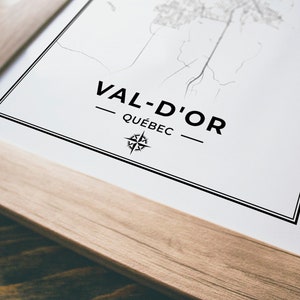 Val-d'or Map Print | Map of Val-d'or Quebec | Black & White | Digital ...