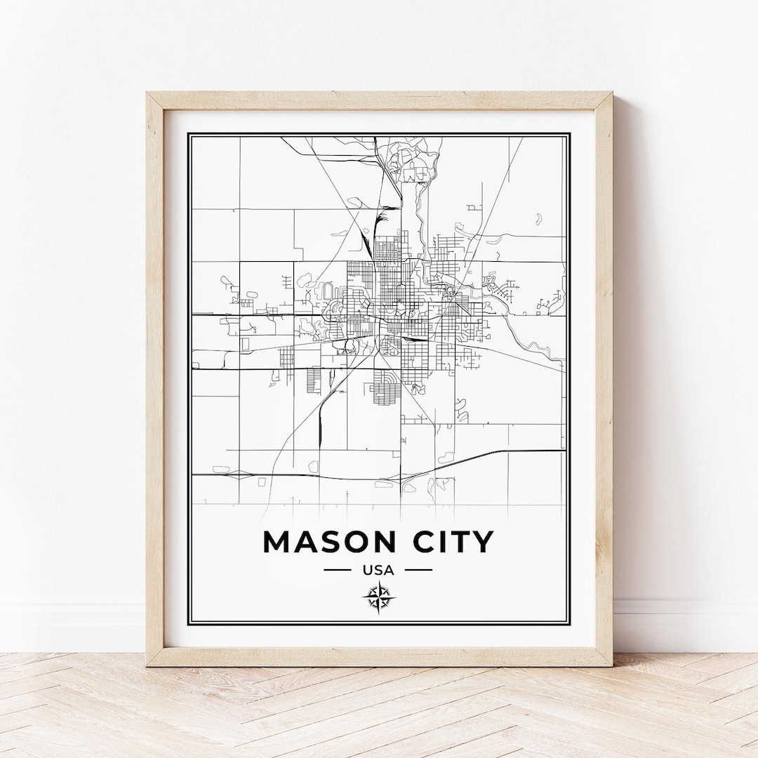 Mason City Map Print | Map of Mason City Iowa | Digital Download - Etsy
