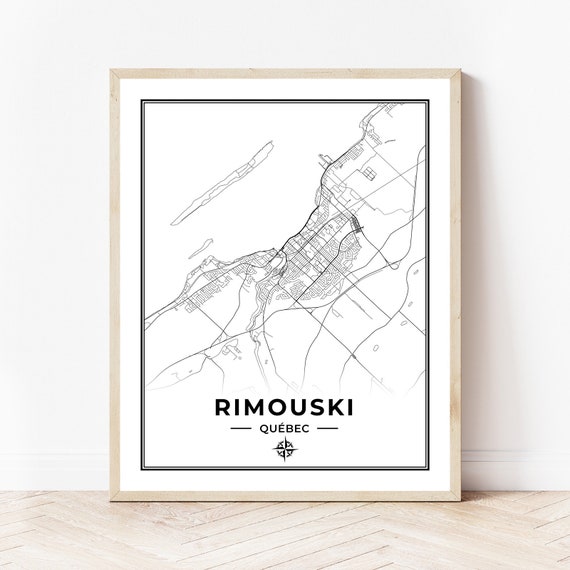 Rimouski Map Print Map of Rimouski Quebec Black & White | Etsy