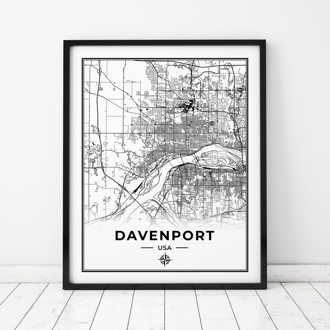 Davenport Map Print | Map of Davenport Iowa | Digital Download - Etsy