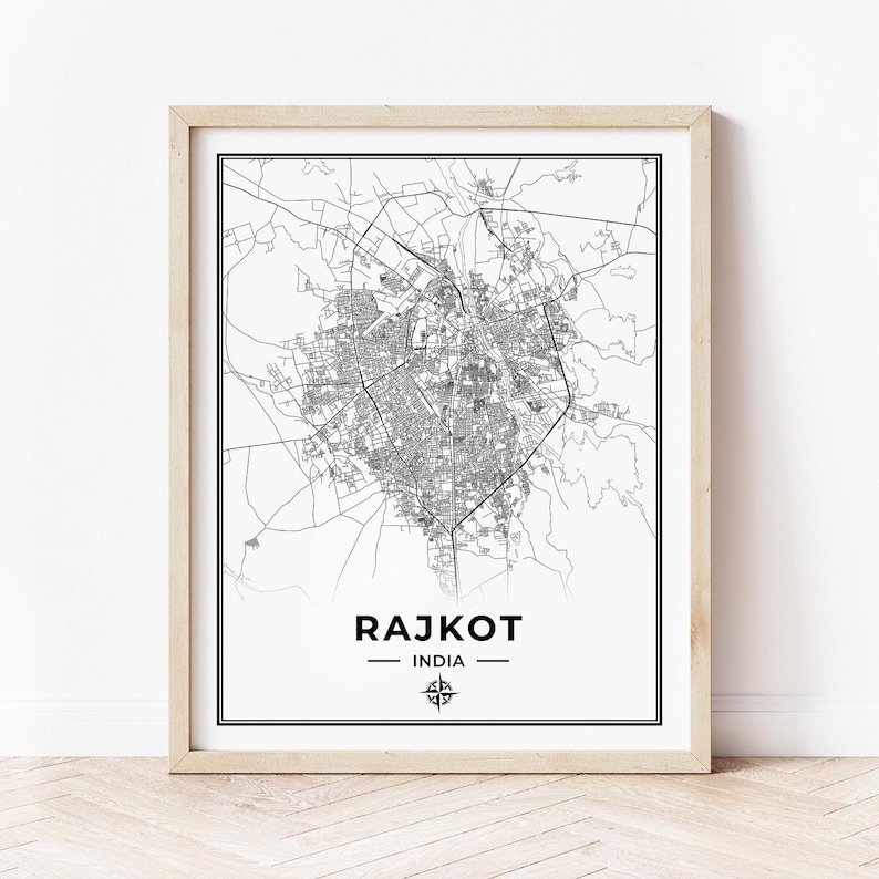 Rajkot Map Print | Map of Rajkot India | Digital Download - Etsy