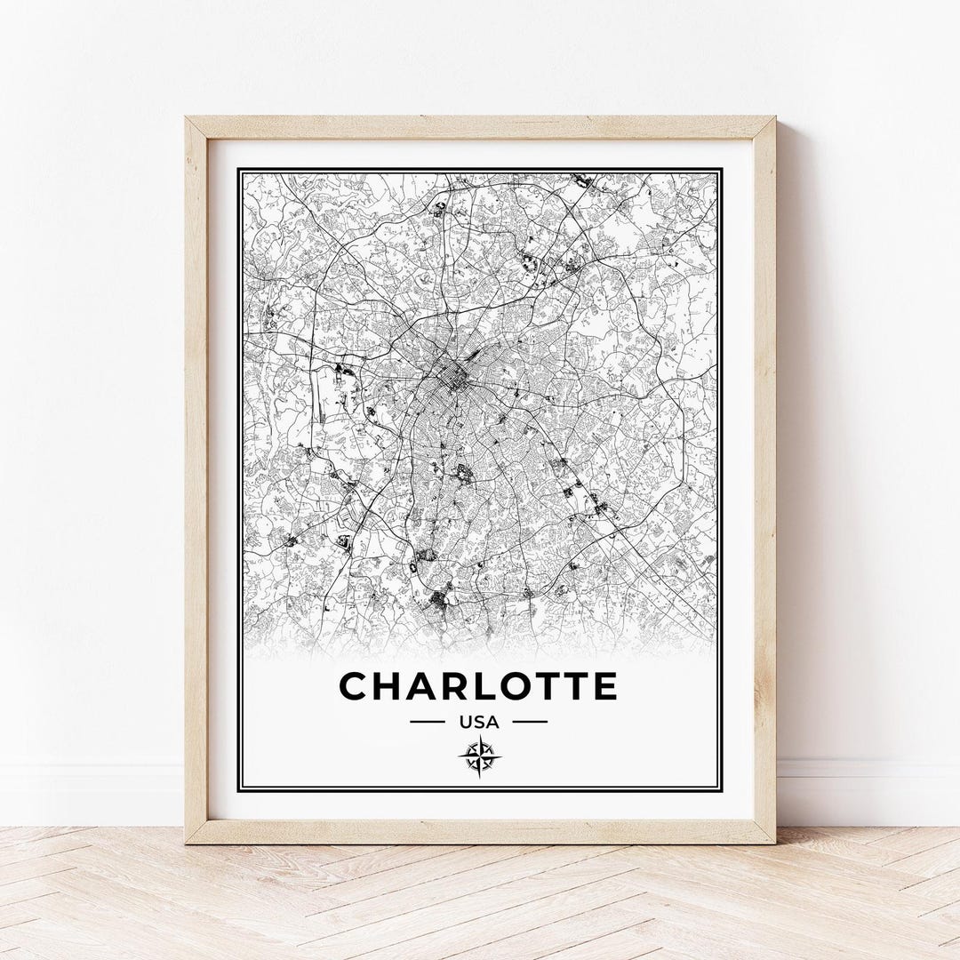 Charlotte Map Print | Map of Charlotte North Carolina | Digital ...