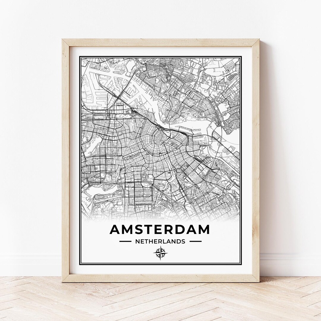 Amsterdam Map Print | Map of Amsterdam Netherlands | Digital Download ...