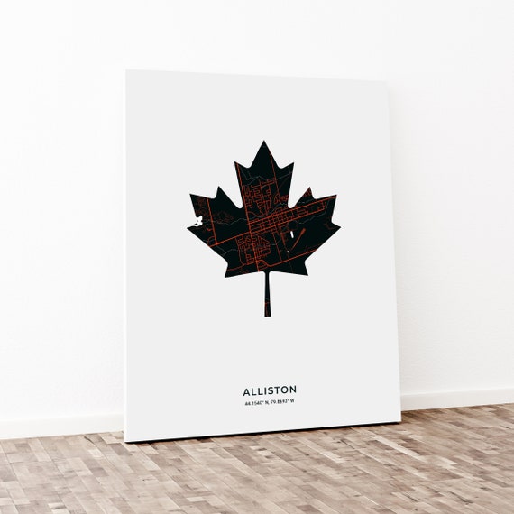 Home Décor Home & Living Map of Alliston Ontario Alliston Maple Leaf ...