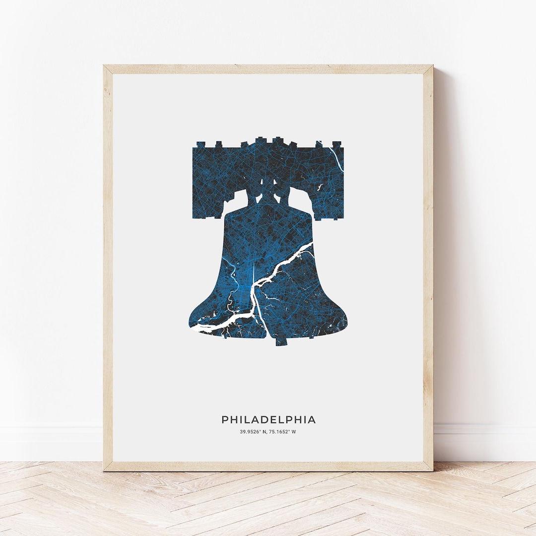 Philadelphia Liberty Bell Map Print | Map of Philadelphia Pennsylvania ...