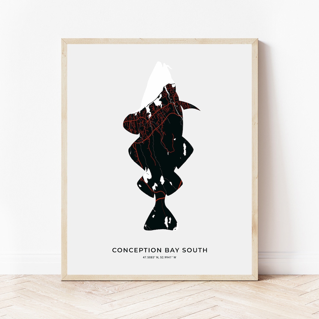 Conception Bay South Codfish Print | Map of Conception Bay South ...
