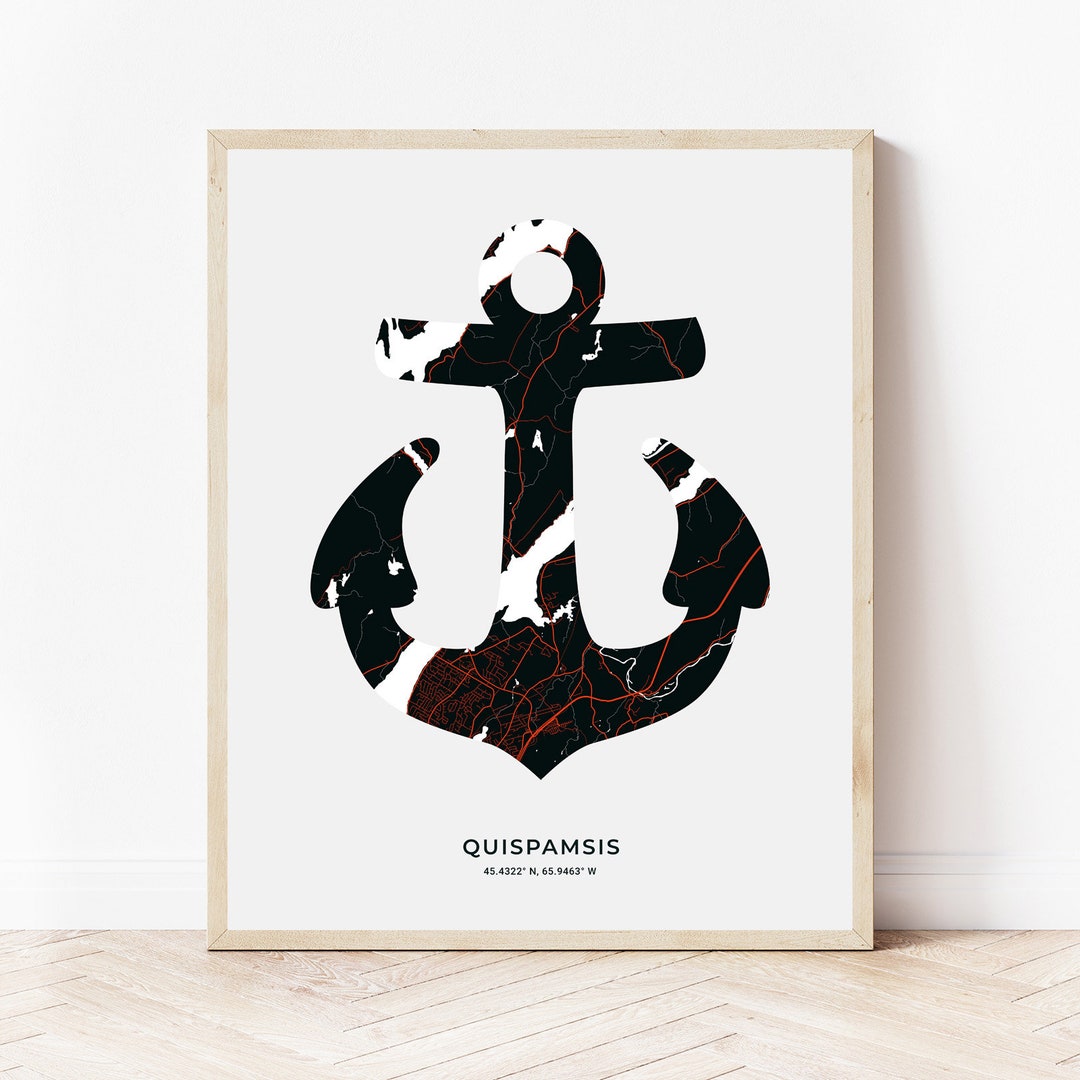 Quispamsis Anchor Print | Map of Quispamsis New Brunswick | Digital ...