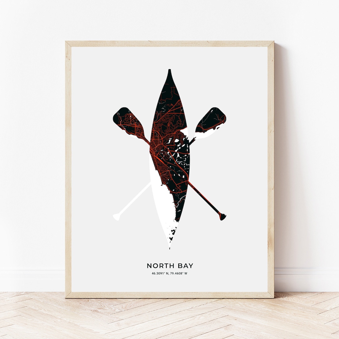 North Bay Canoe Print | Map of North Bay Ontario | Digital Download - Etsy