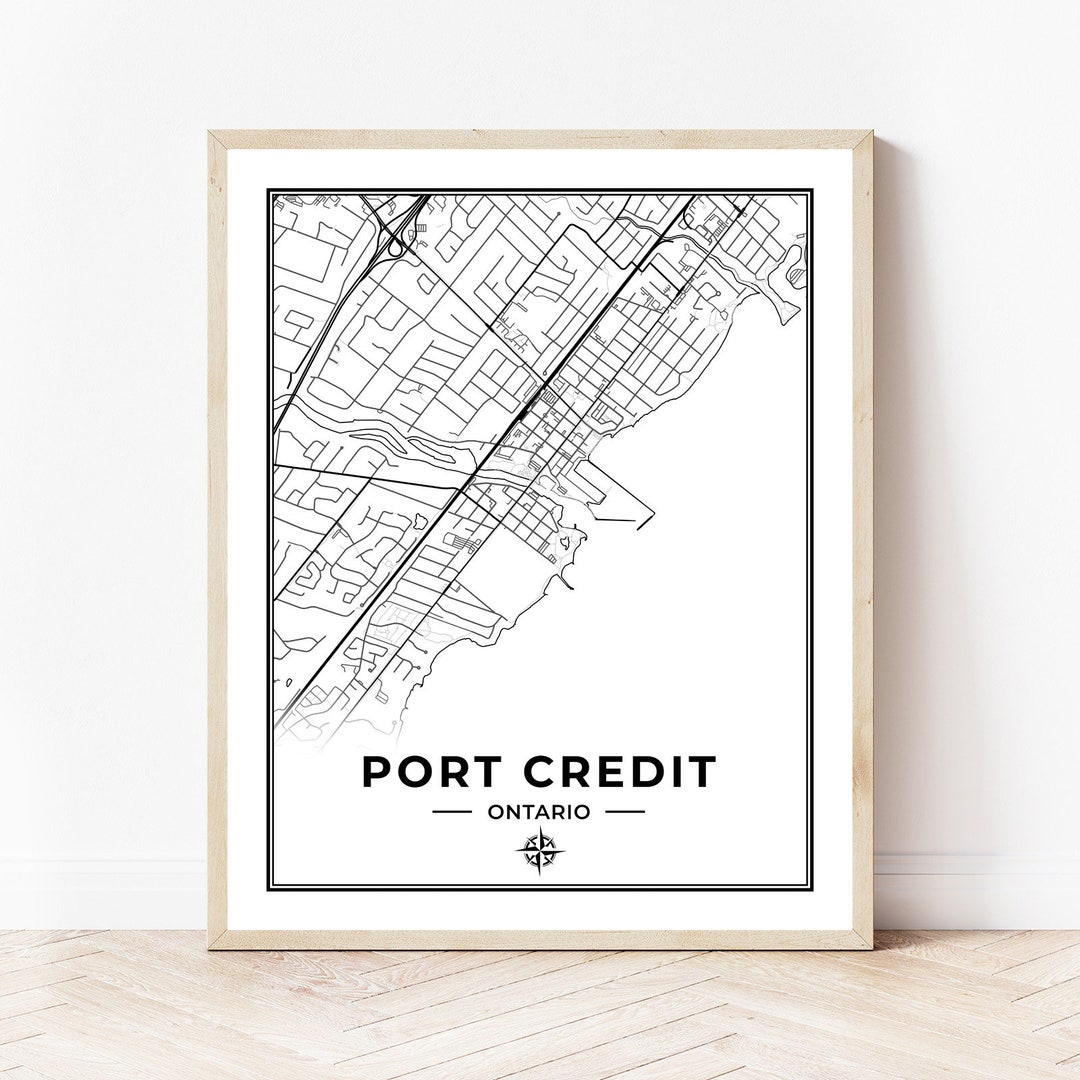 Port Credit Map Print | Map of Port Credit Ontario | Black & White ...