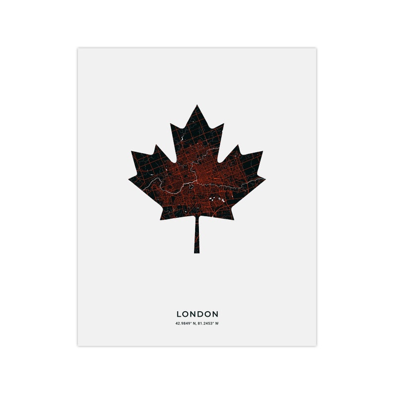 London Maple Leaf Print | Map of London Ontario | Digital Download - Etsy