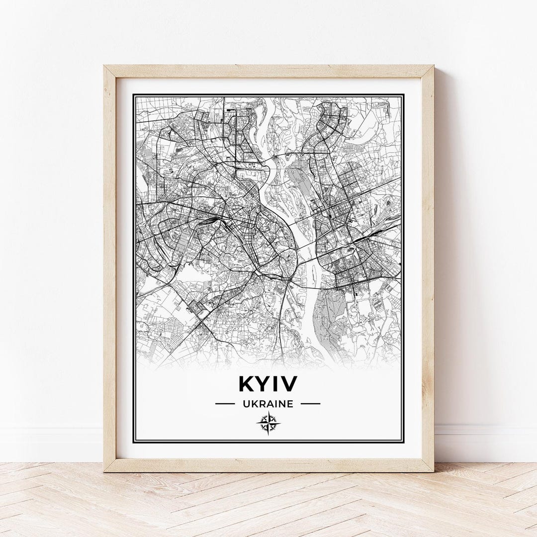 Mapa de Kyiv para imprimir / Mapa de Kyiv, Ucrania / Descarga digital ...