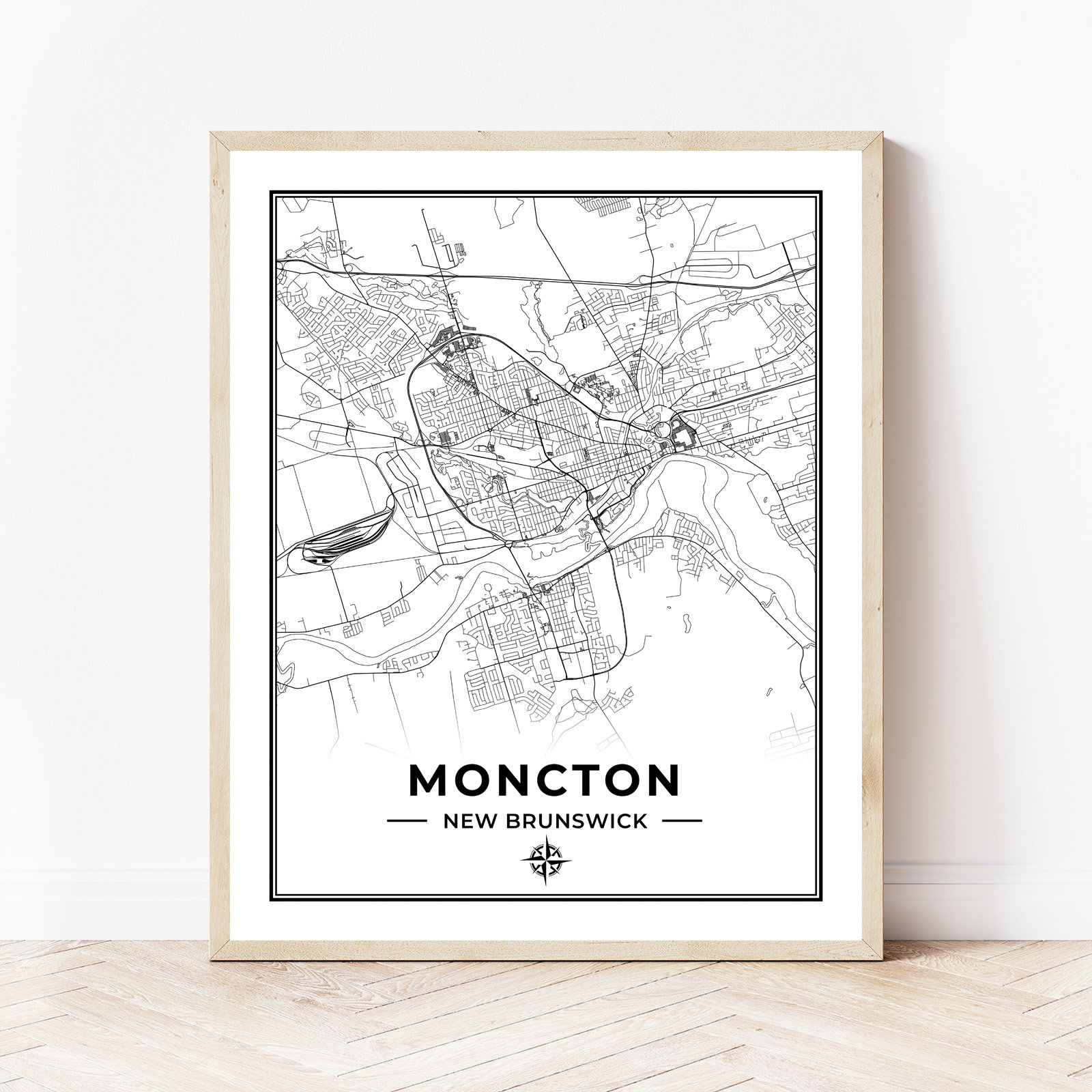Moncton Map Print Map of Moncton New Brunswick Black & | Etsy Canada