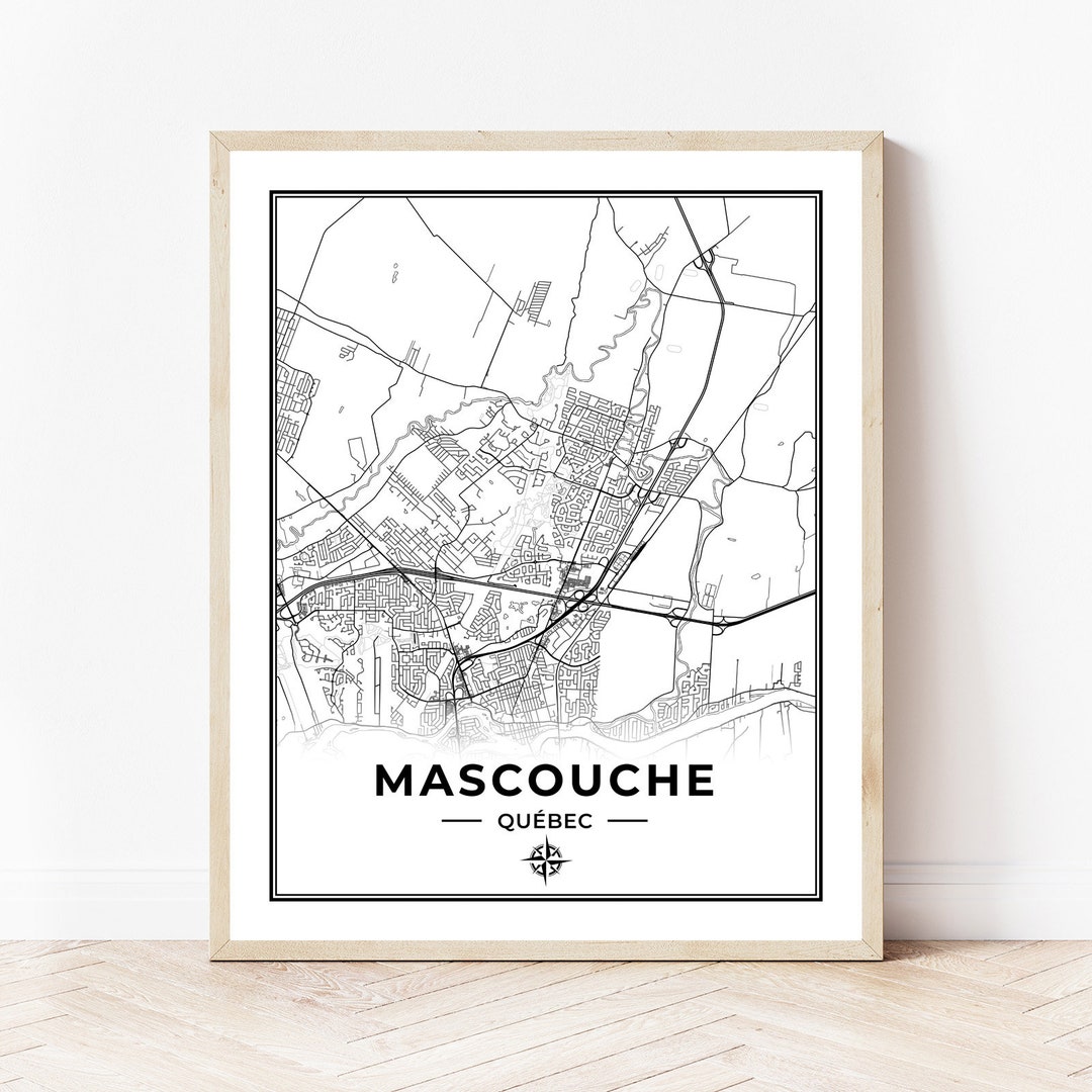 Mascouche Map Print | Map of Mascouche Quebec | Black & White | Digital ...