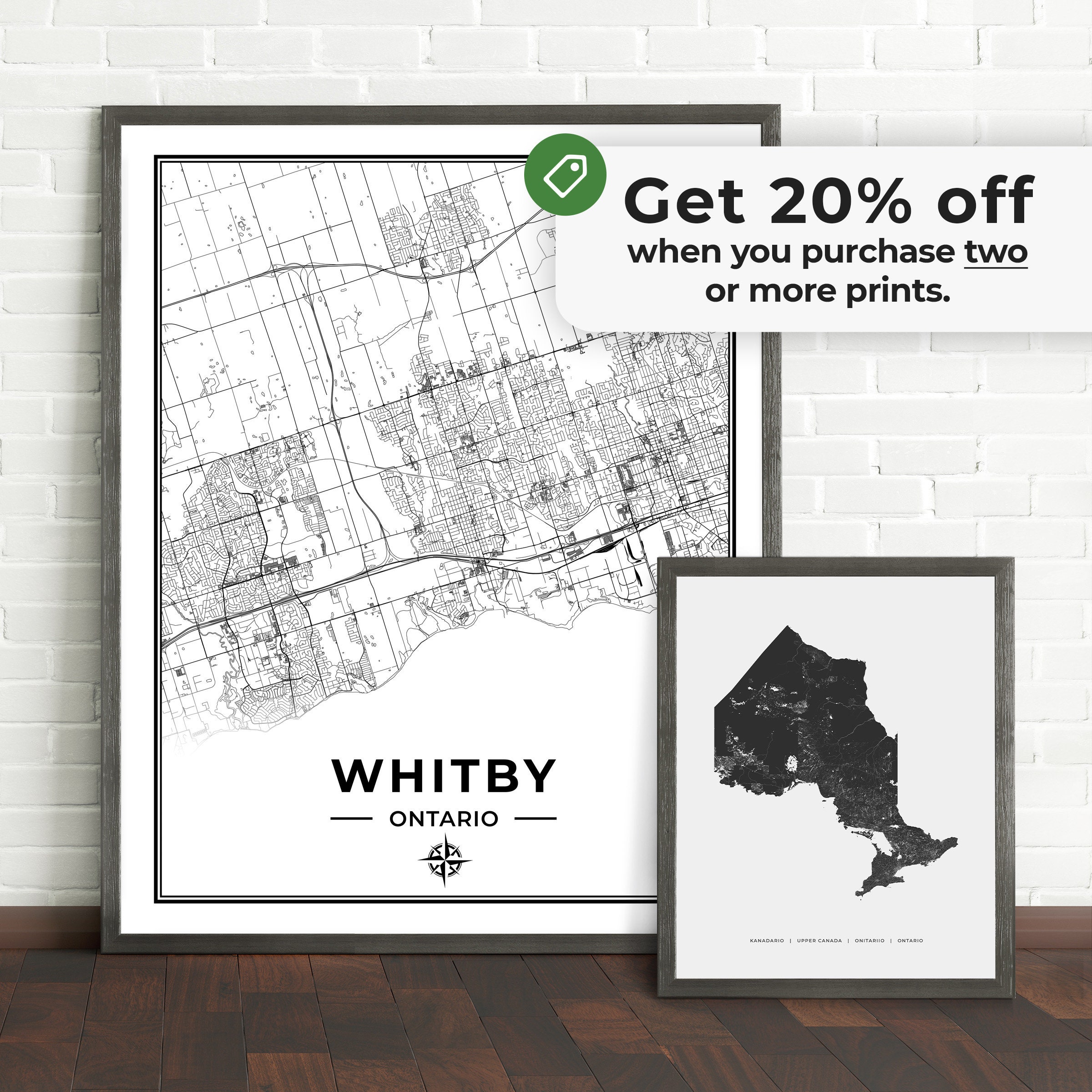 Whitby Map Print Map of Whitby Ontario Black & White - Etsy Canada