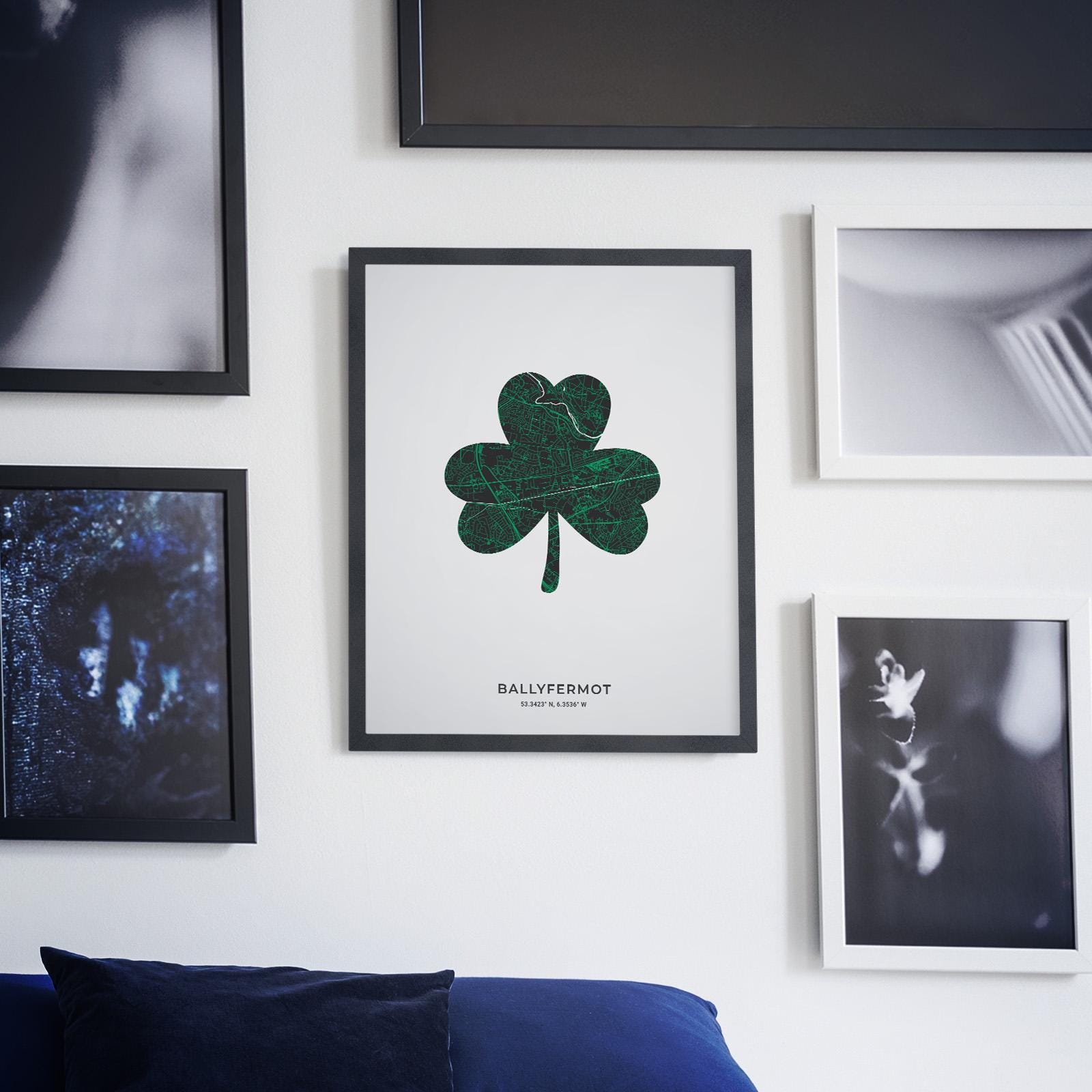 Ballyfermot Shamrock Map Print | Map of Ballyfermot Ireland | Digital ...