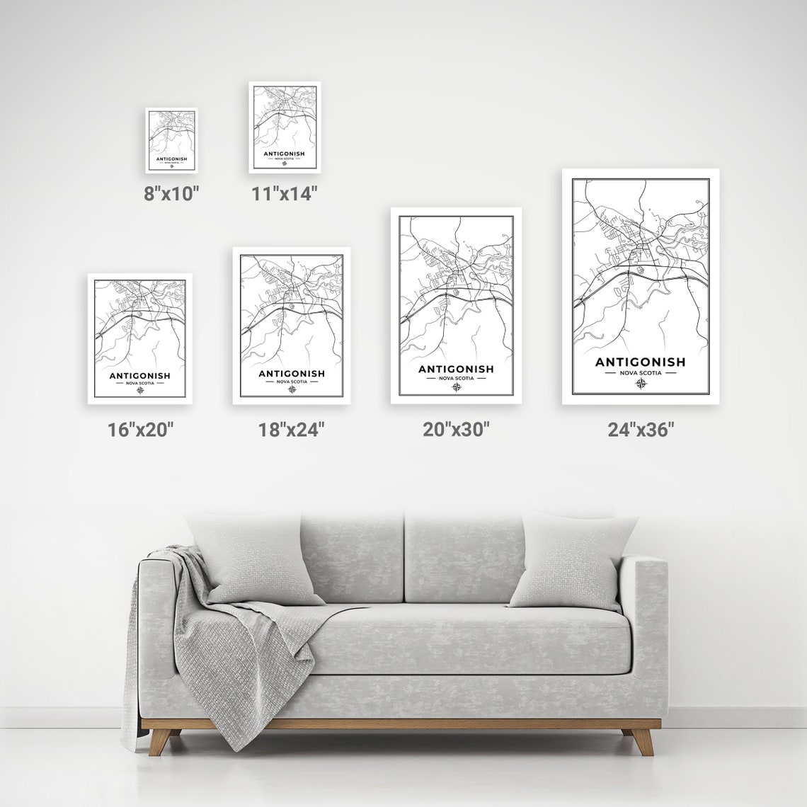 Antigonish Map Print Map of Antigonish Nova Scotia Black & - Etsy Canada