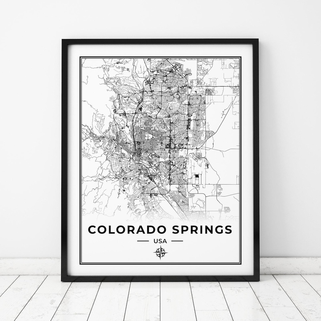 Colorado Springs Map Print | Map of Colorado Springs Colorado | Digital ...
