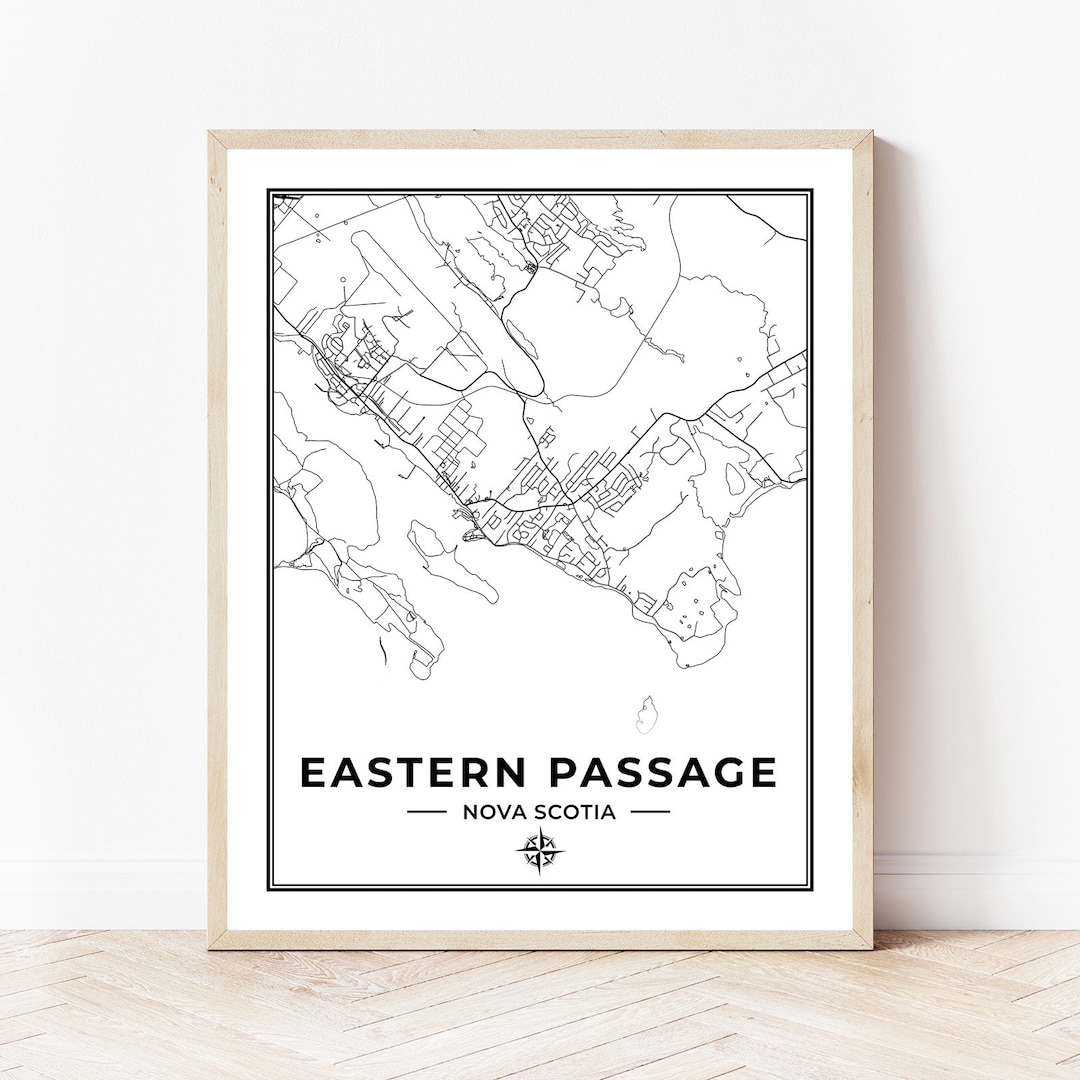 Eastern Passage Map Print | Map of Eastern Passage Nova Scotia | Black ...