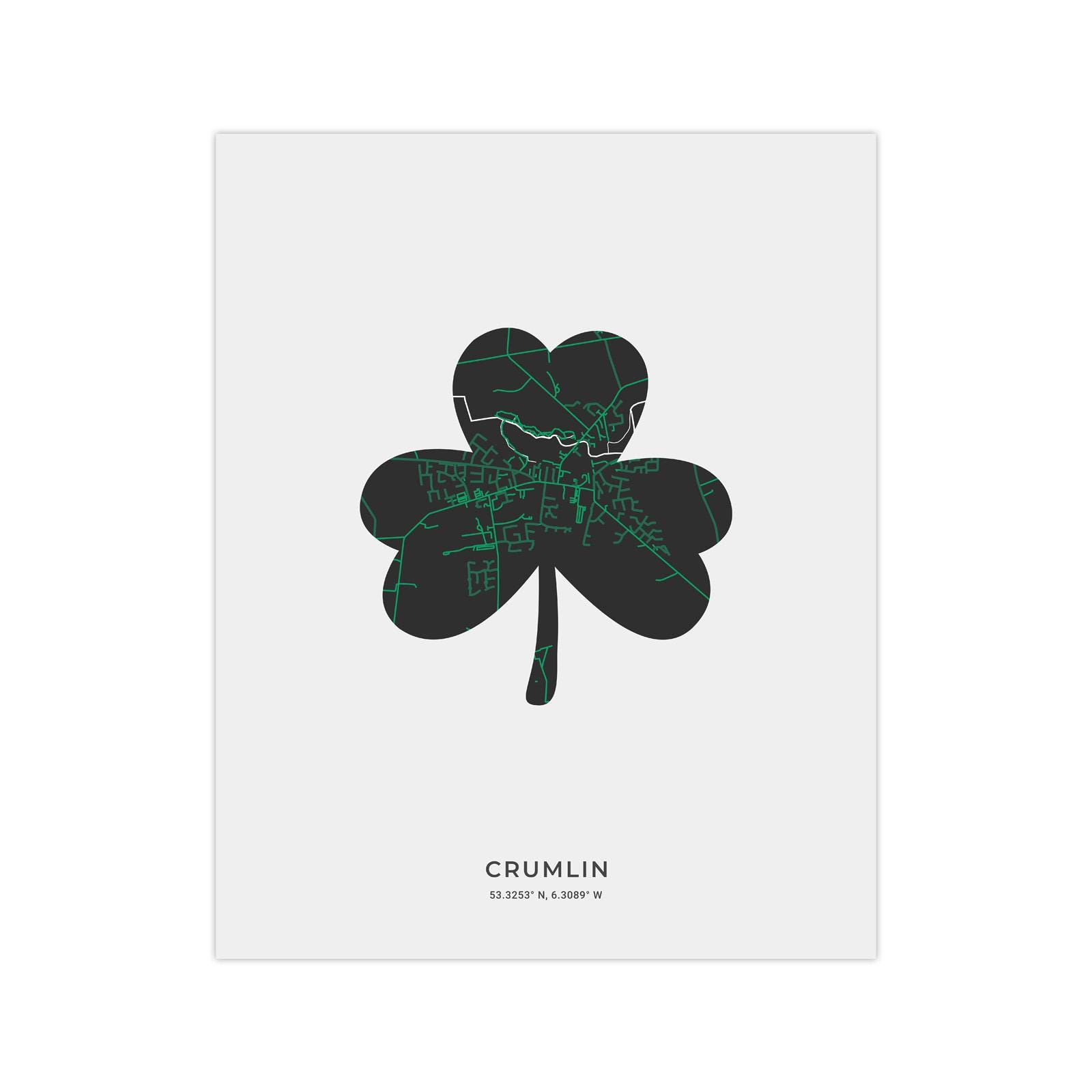 Crumlin Northern Ireland Shamrock Map Print | Map of Crumlin Northern ...