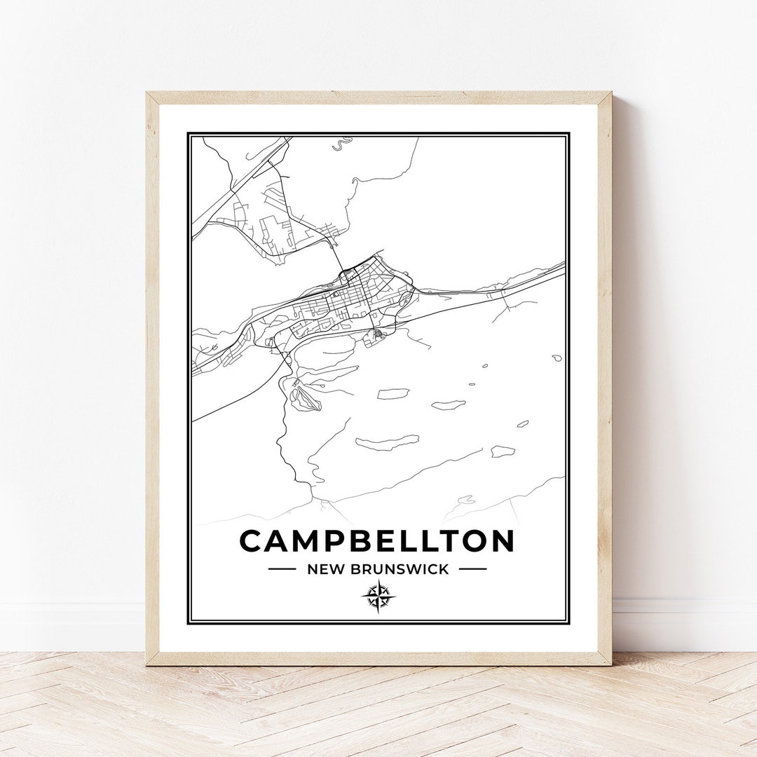 Campbellton Map Print | Map of Campbellton New Brunswick | Black ...