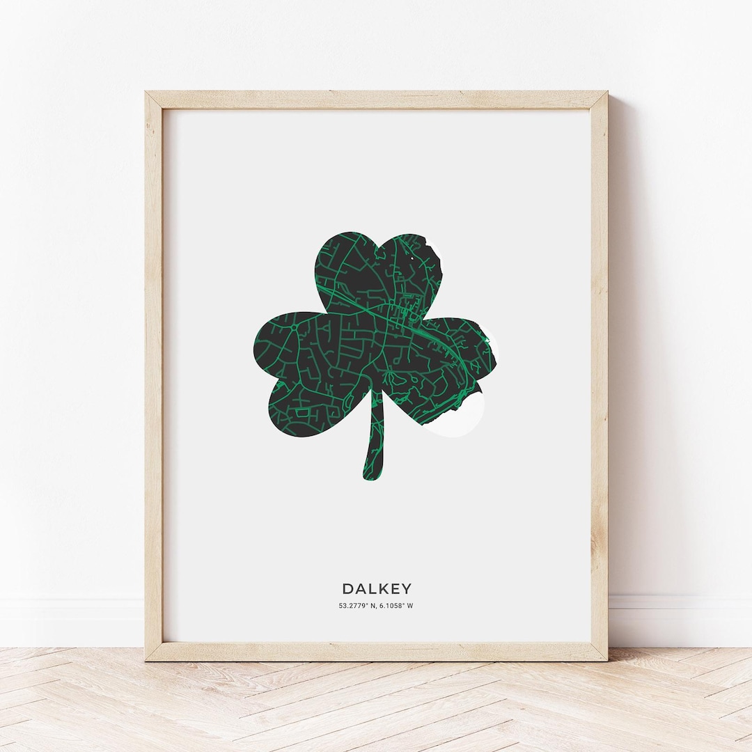Dalkey Shamrock Map Print | Map of Dalkey Ireland | Digital Download - Etsy