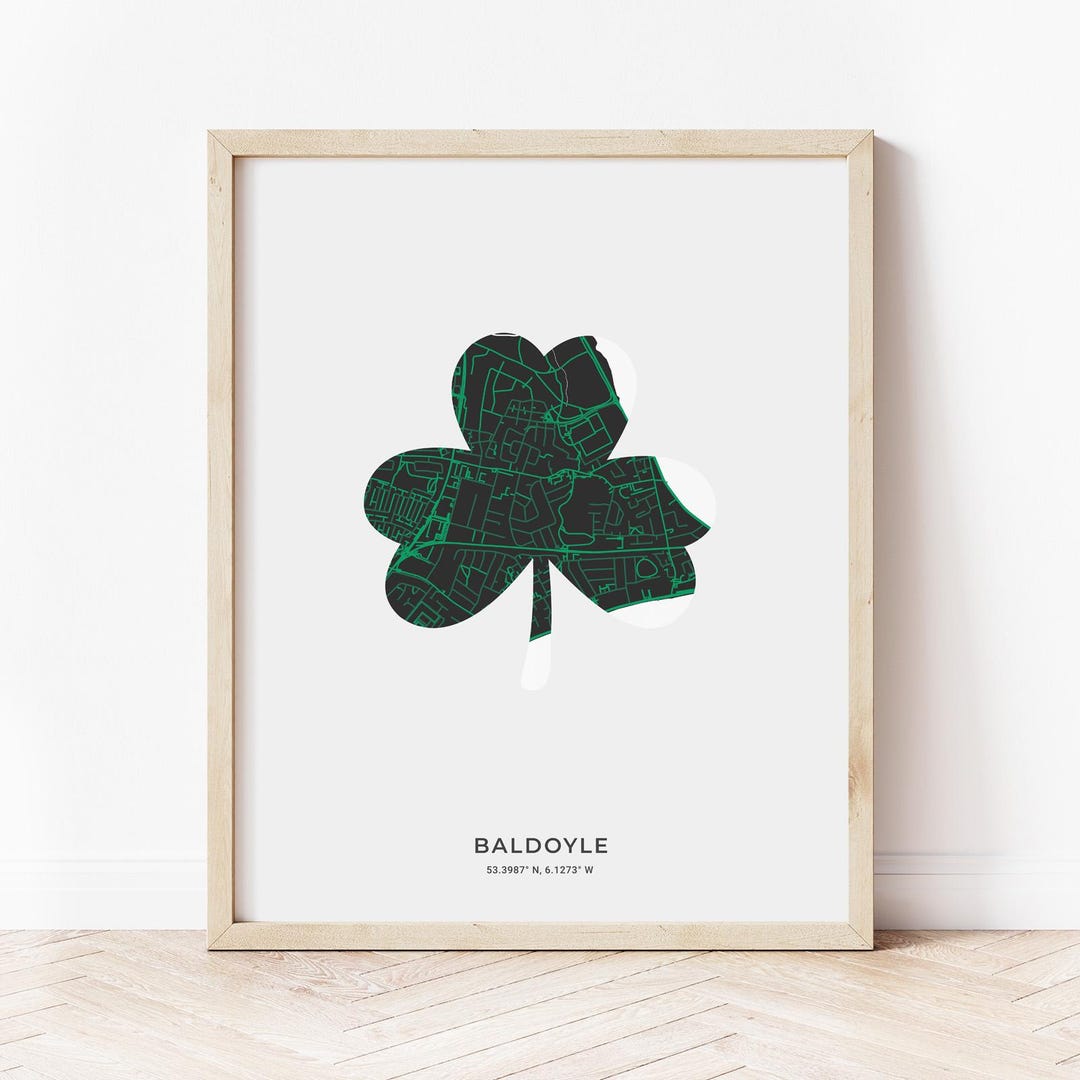 Baldoyle Shamrock Map Print | Map of Baldoyle Ireland | Digital ...