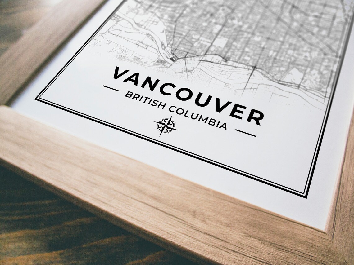 Vancouver Map Print Map of Vancouver British Columbia - Etsy Canada