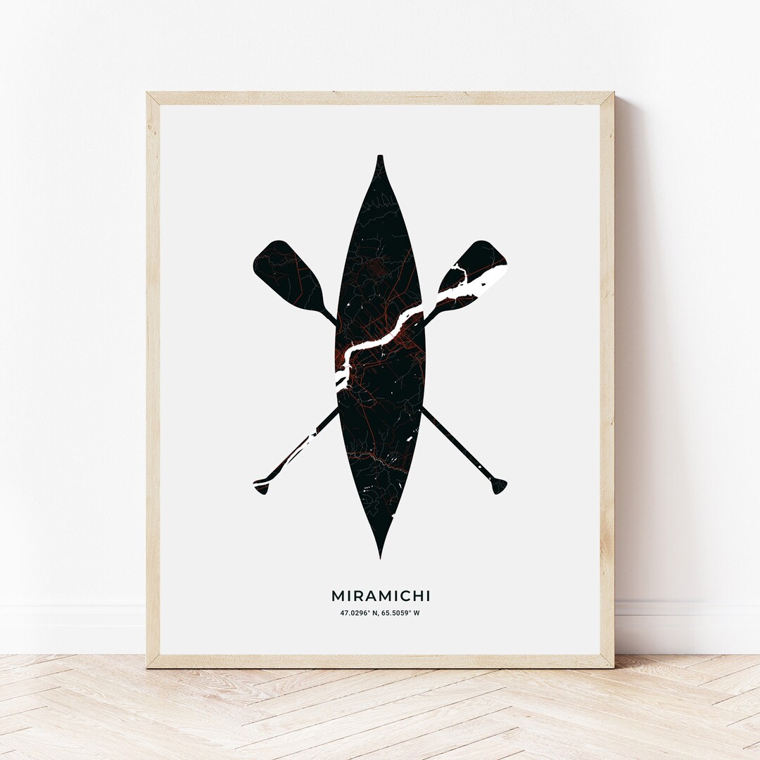 Miramichi Canoe Print | Map of Miramichi New Brunswick | Digital ...