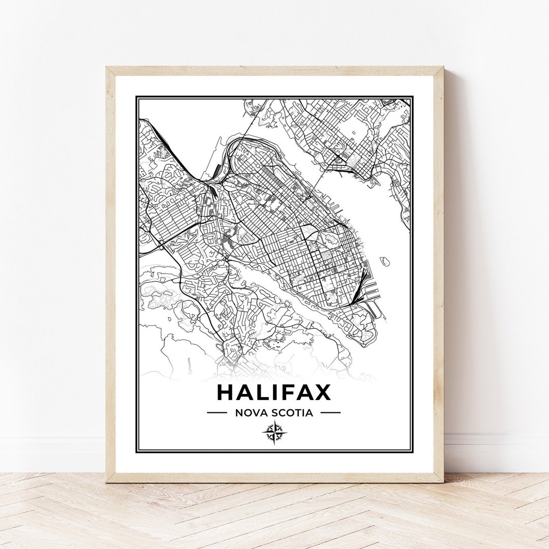 Halifax Map Print Map of Halifax Nova Scotia Black & White - Etsy Canada