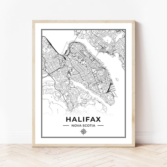 Halifax Map Print Map of Halifax Nova Scotia Black & White - Etsy Canada