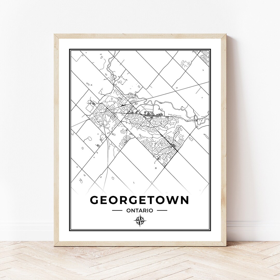 Georgetown Map Print | Map of Georgetown Ontario | Black & White ...