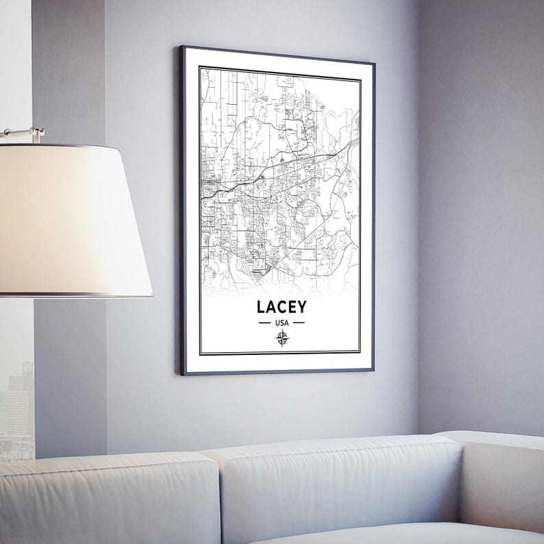 Lacey Map Print | Map of Lacey Washington State | Digital Download - Etsy