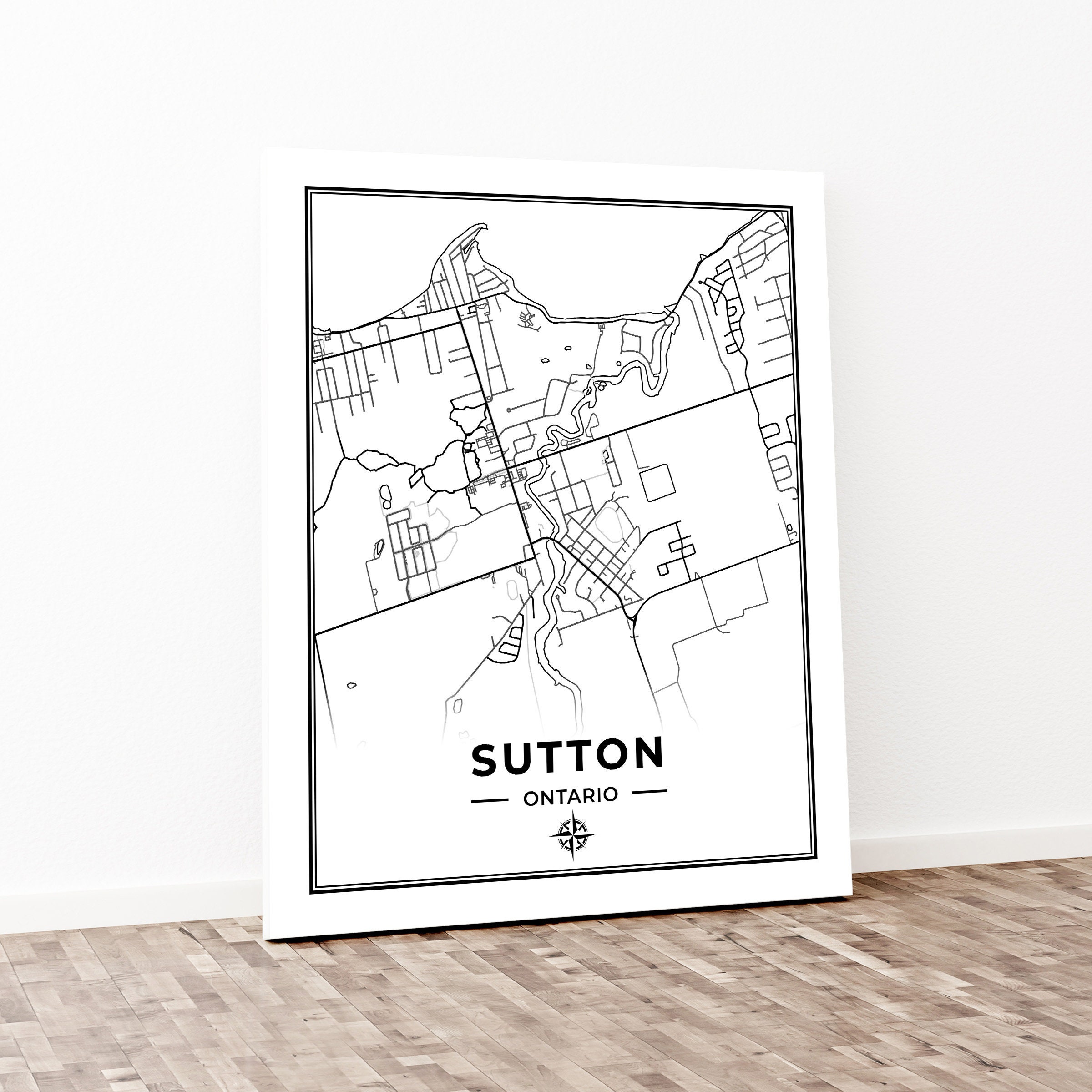 Sutton Map Print Map of Sutton Ontario Black & White | Etsy