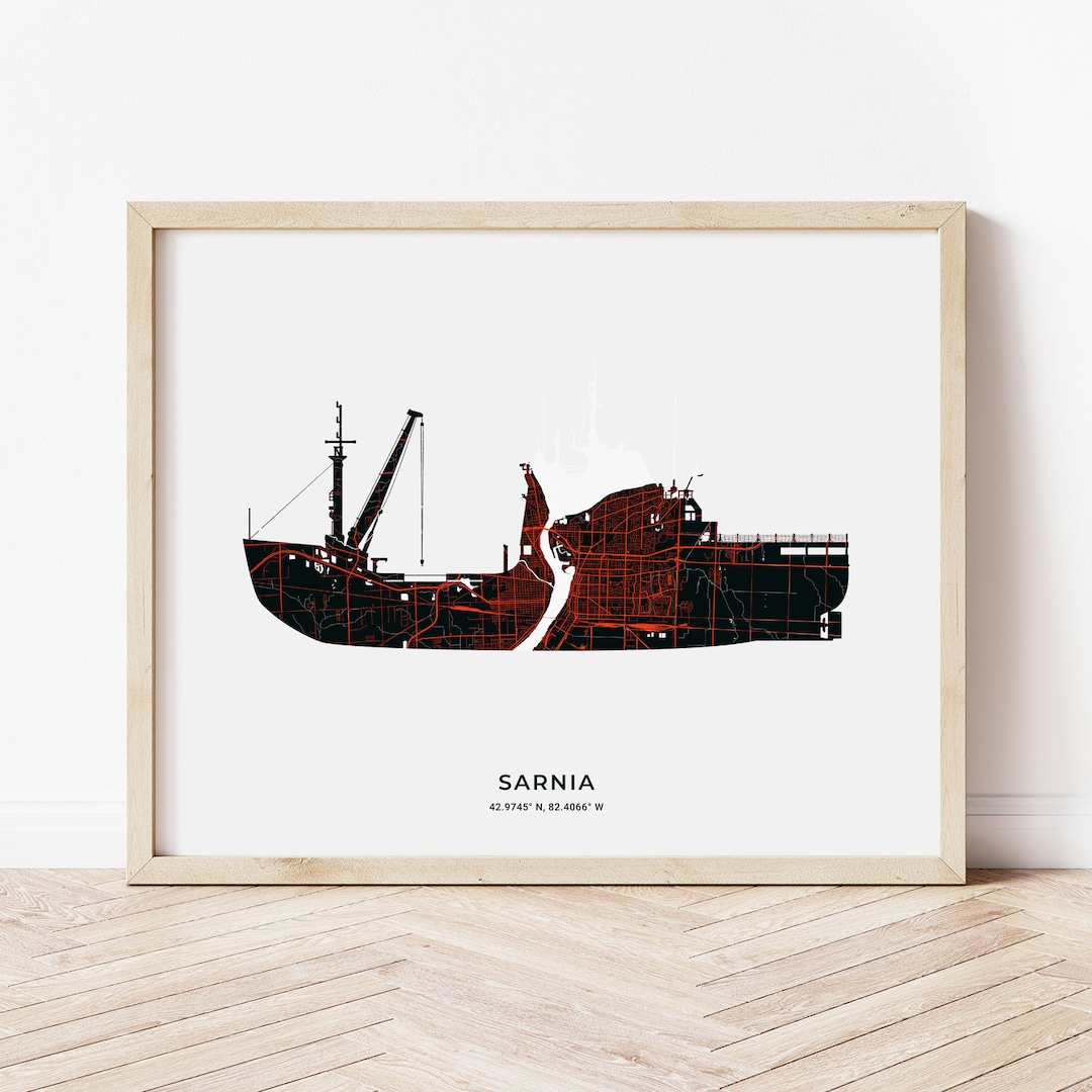 Sarnia Griffon Print Map of Sarnia Ontario - Etsy Canada