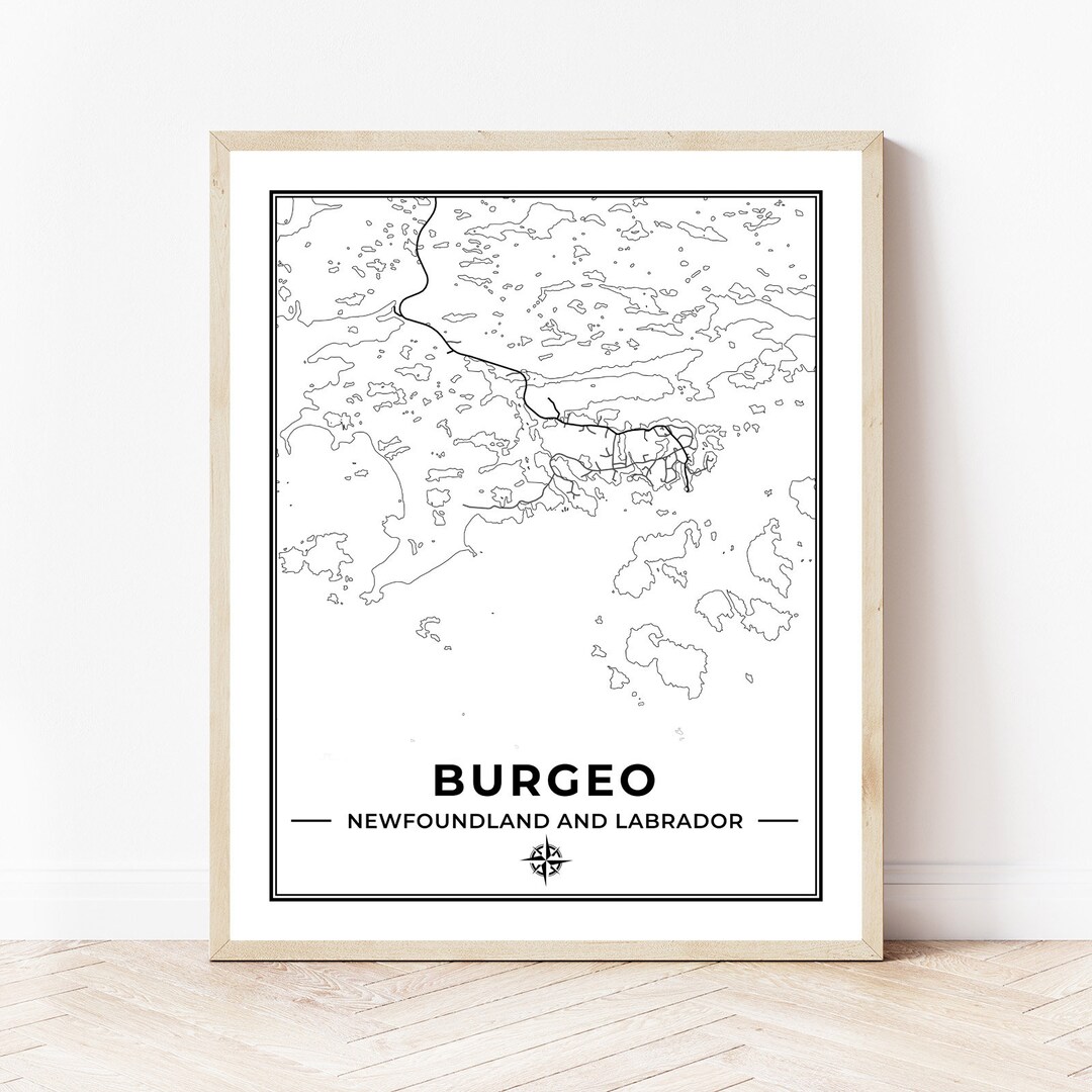 Burgeo Map Print | Map of Burgeo Newfoundland | Black & White | Digital ...