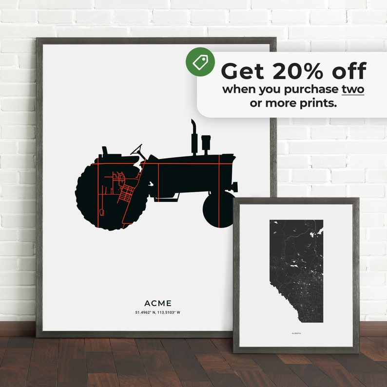 Acme Tractor Print | Map of Acme Alberta | Digital Download - Etsy
