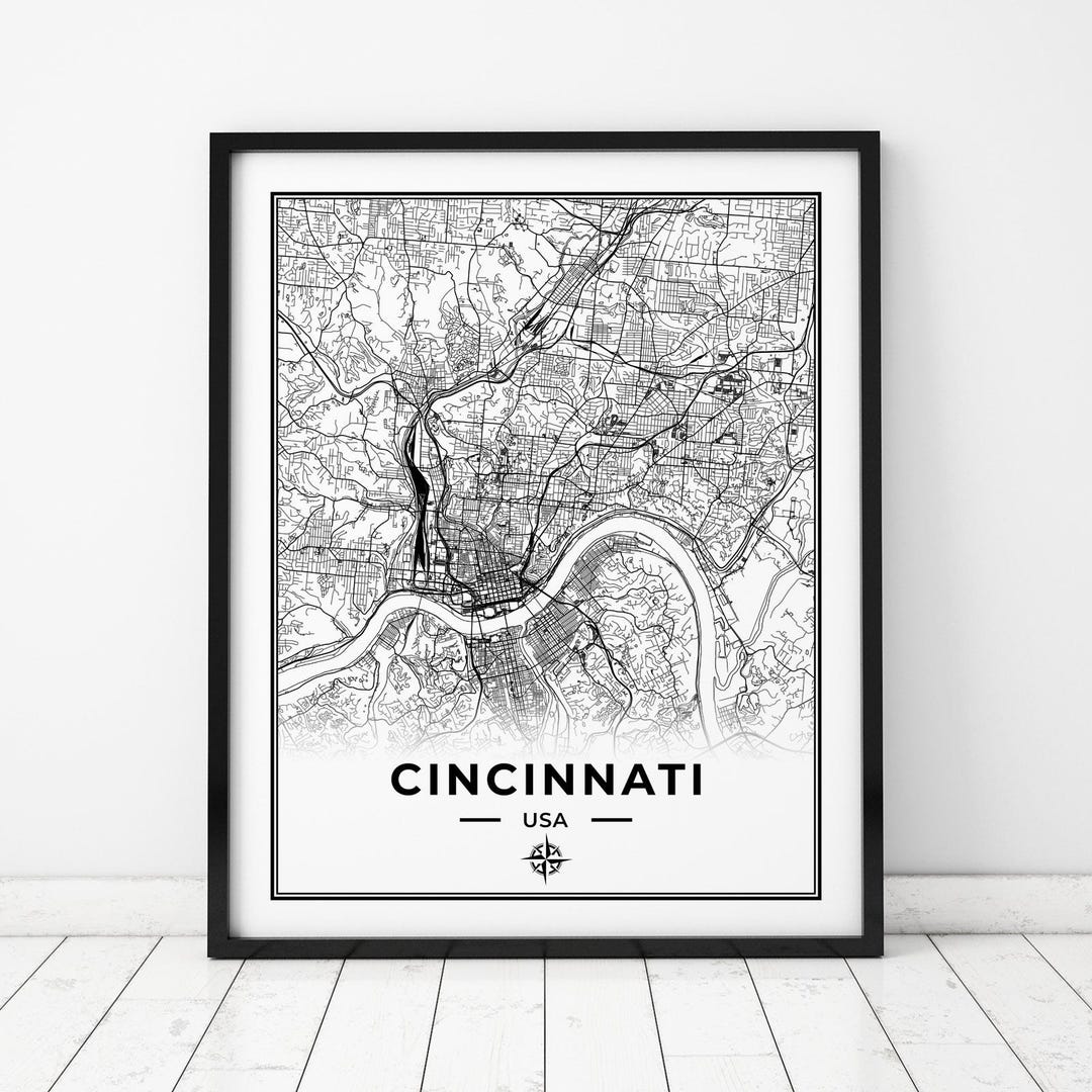 Cincinnati Map Print | Map of Cincinnati Ohio | Digital Download - Etsy